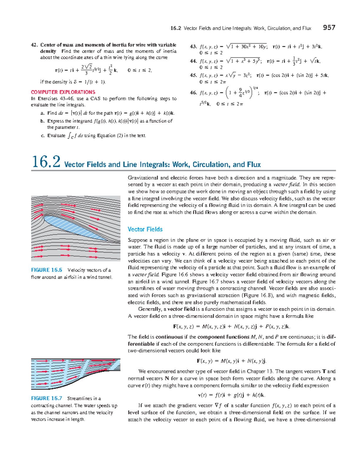 CH.16.2 Vector Fields and Line Integrals - Center of mass and moments of inertia for wire with ...