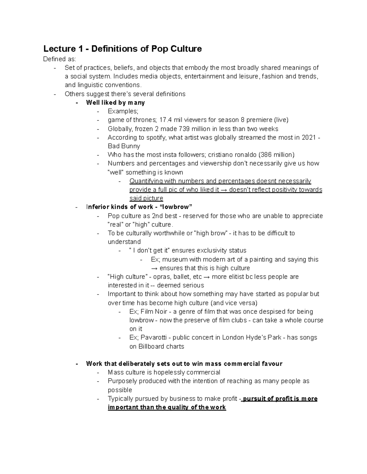 GSWS 2161 Week 1 - Studying Gender and Pop culture - Lecture 1 ...