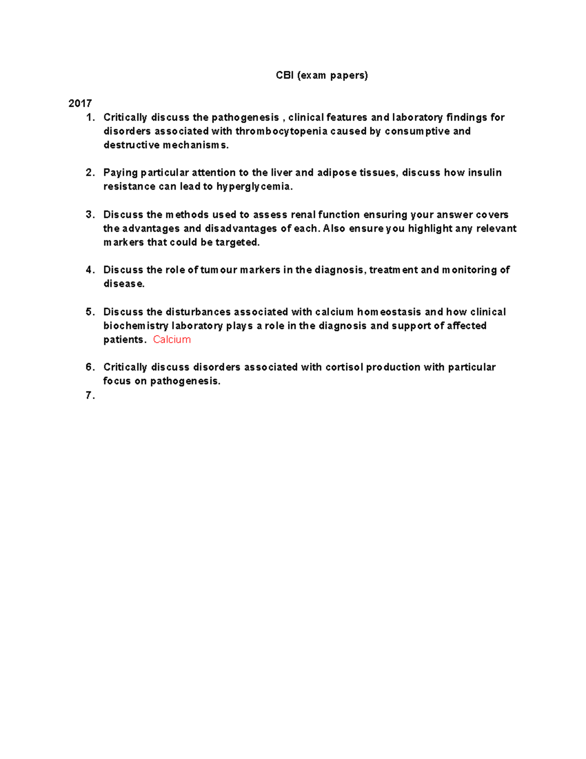 Quiz 04 January 2017, questions - CBI (exam papers) 2017 1. Critically ...