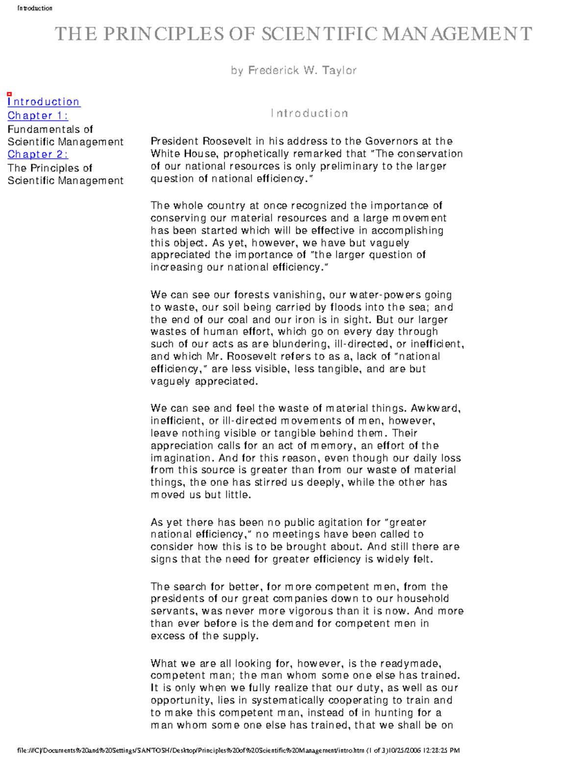 The Principles of Scientific Management - Introduction THE PRINCIPLES ...