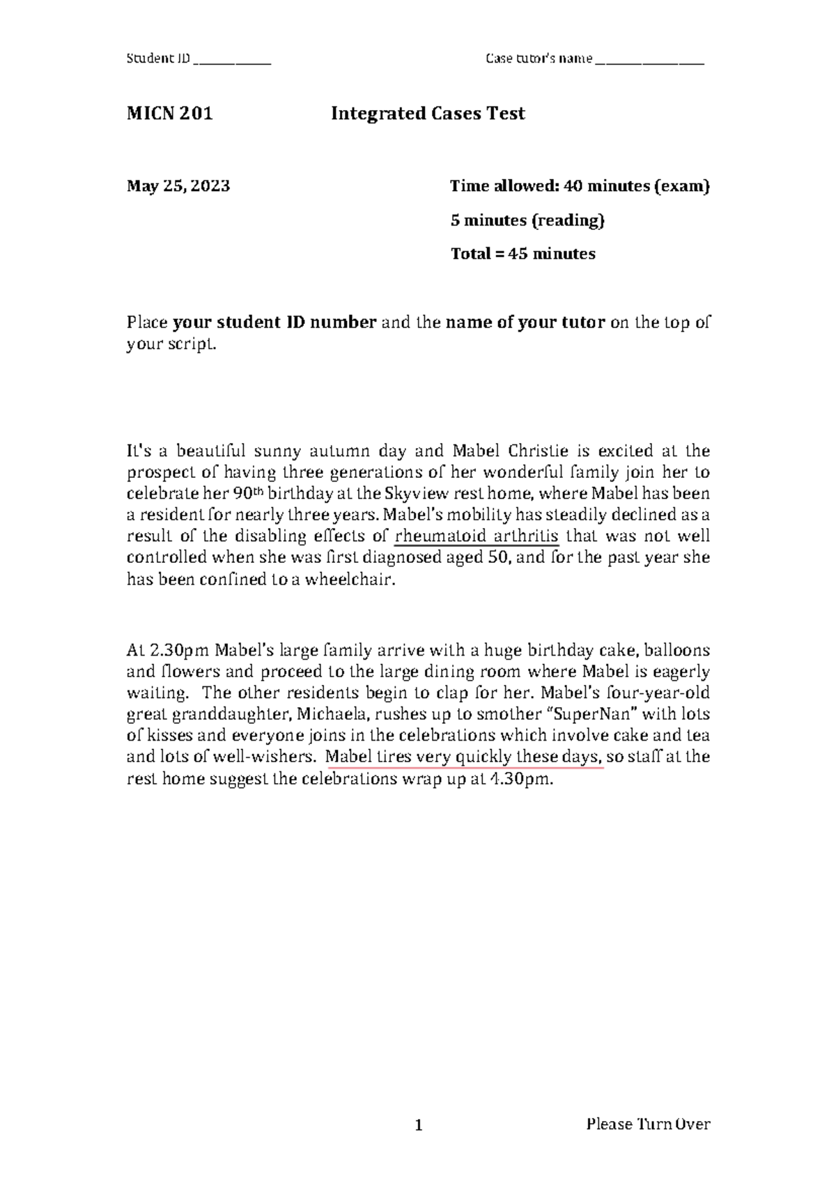 ELM 2 SAQ test Student version May 25 2023 - Student ID ...