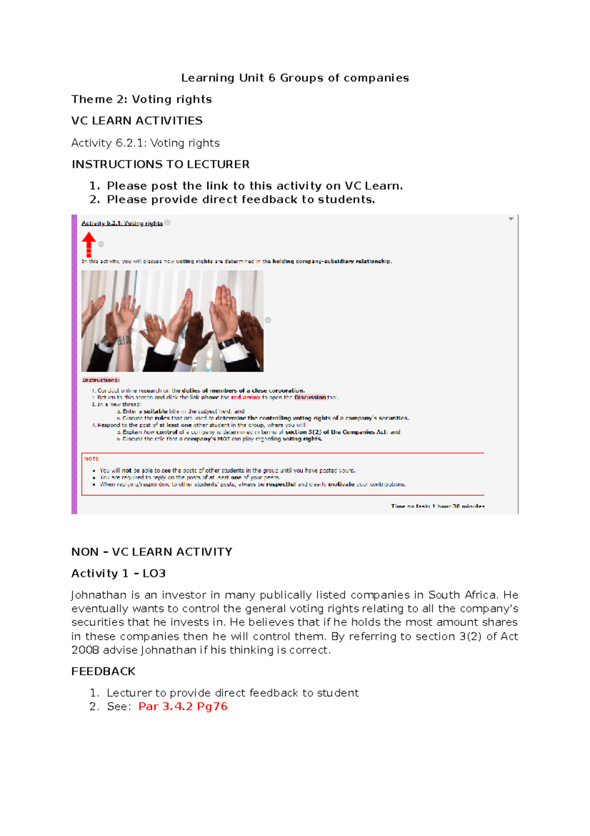 LU6 Theme 2 LO3 - Activities - Learning Unit 6 Groups of companies ...