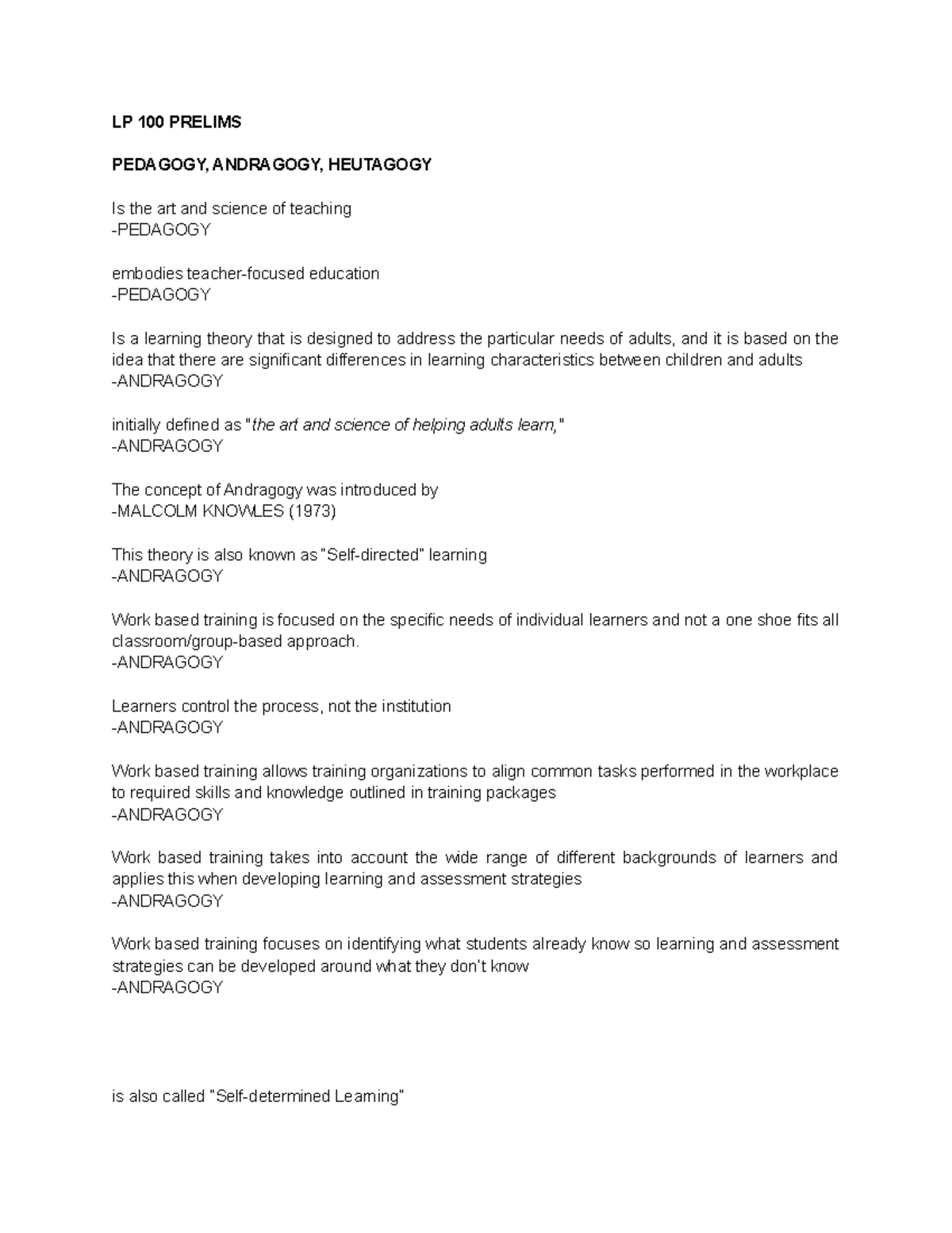 LP-100- Prelims - To know the answer - LP 100 PRELIMS PEDAGOGY ...