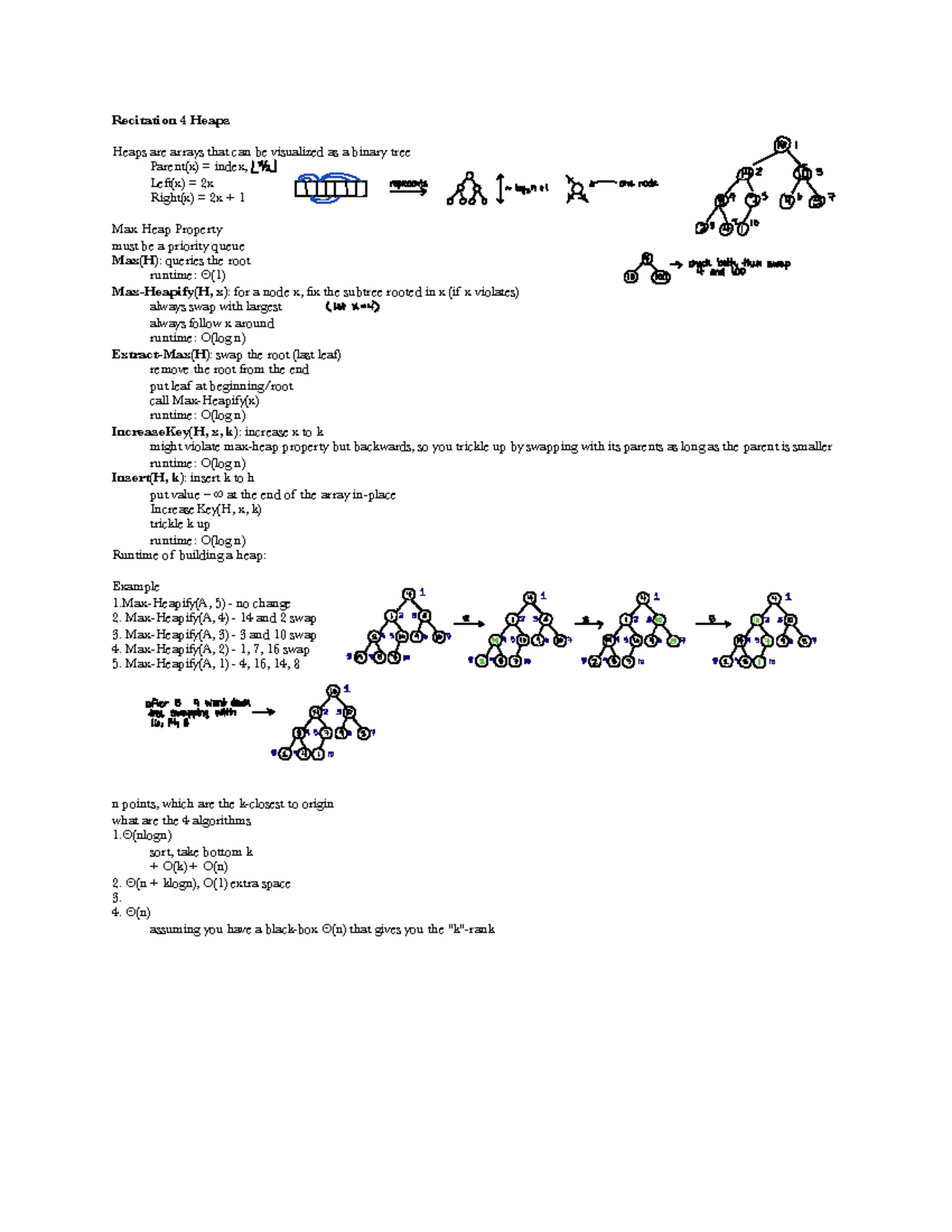 Recitation 4 Heaps Feb 12 2016 Recitation 4 Heaps Heaps Are Arrays