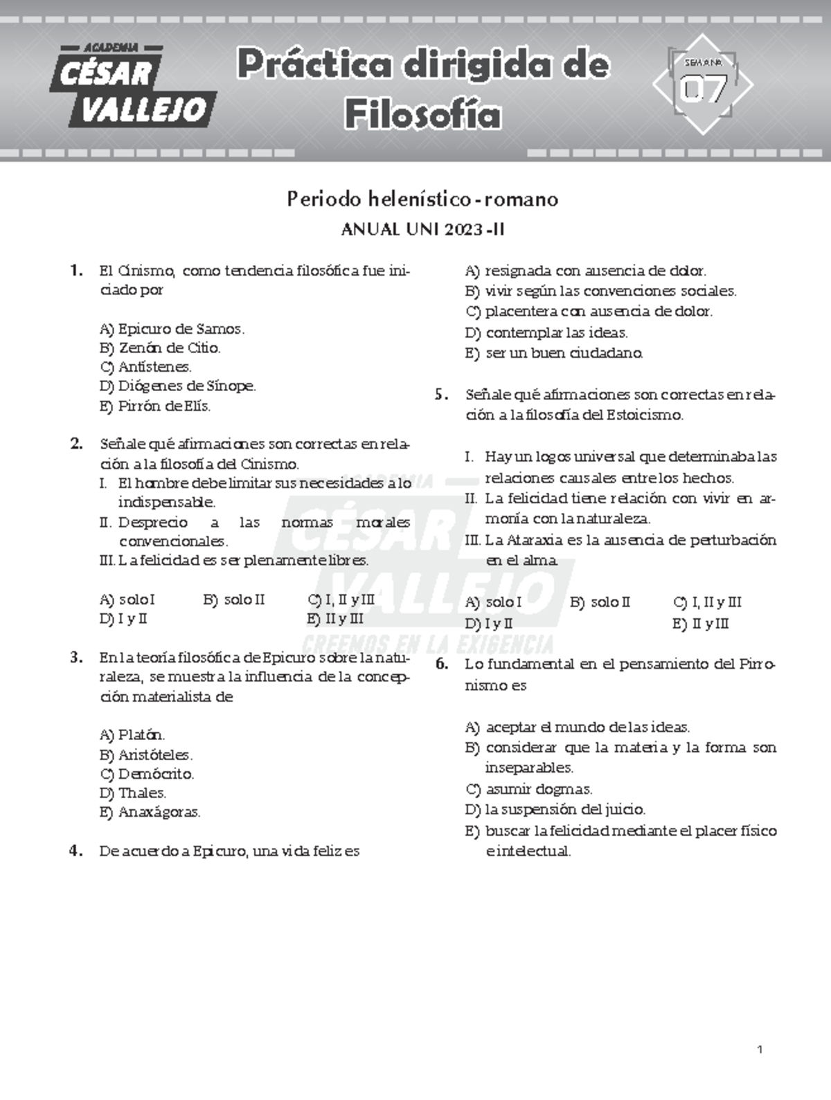 PR DIR IF AUNI 7 - Apoyo - Anual UNI Filosofía El Cinismo, como ...