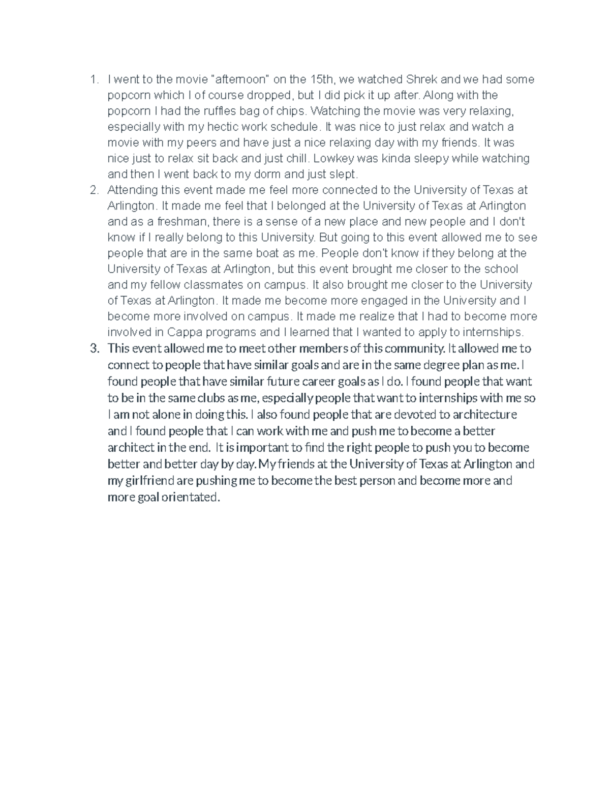 Campus Event - Essay - I went to the movie “afternoon” on the 15th, we ...