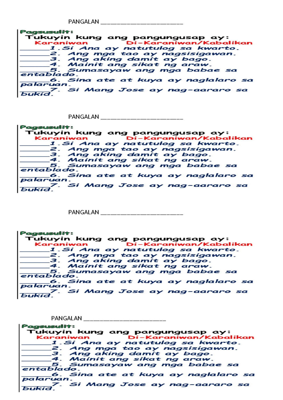Worksheet - WORSHEET - BEED- Language Education - PANGALAN ...