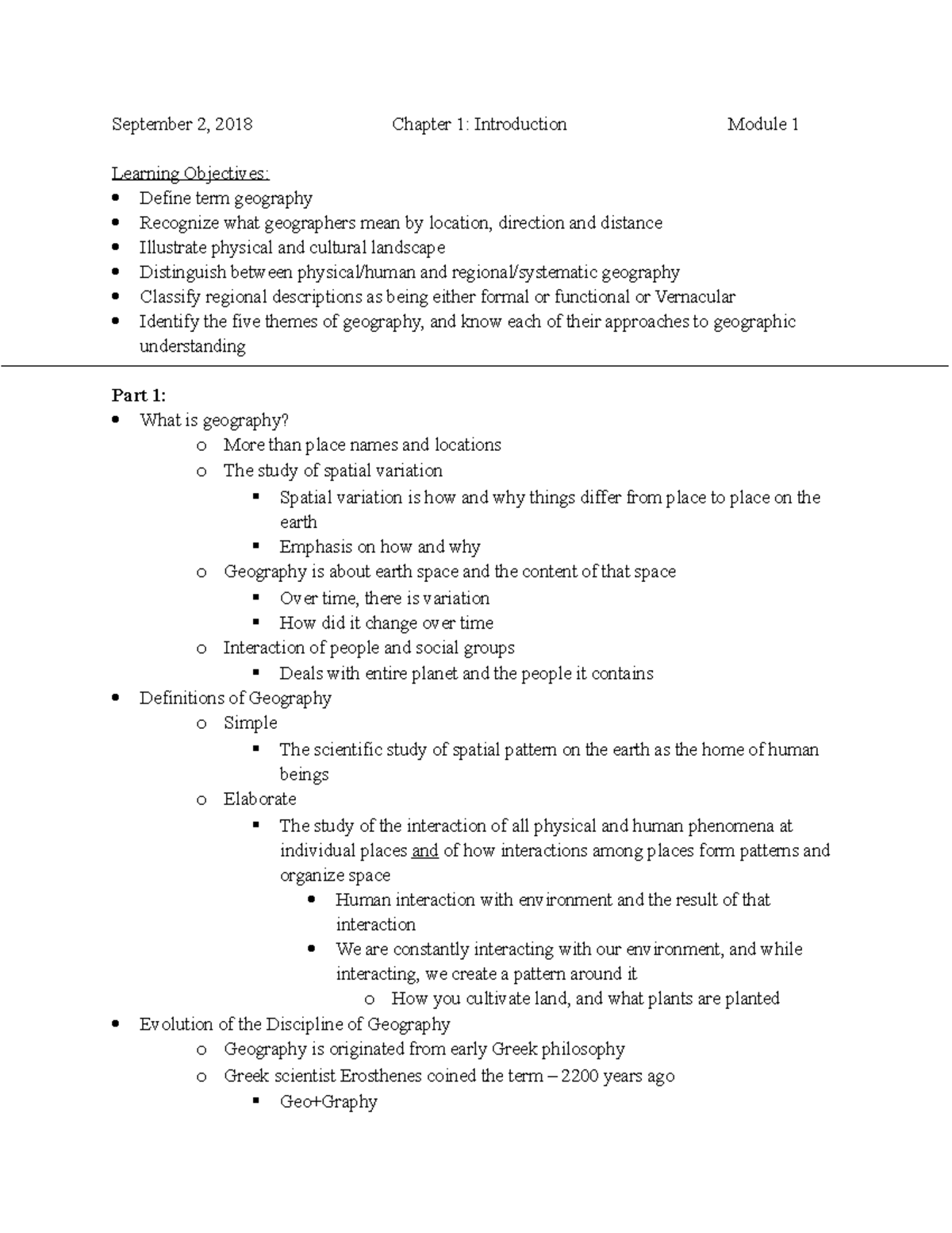 Course Notes - September 2, 2018 Chapter 1: Introduction Module 1 ...