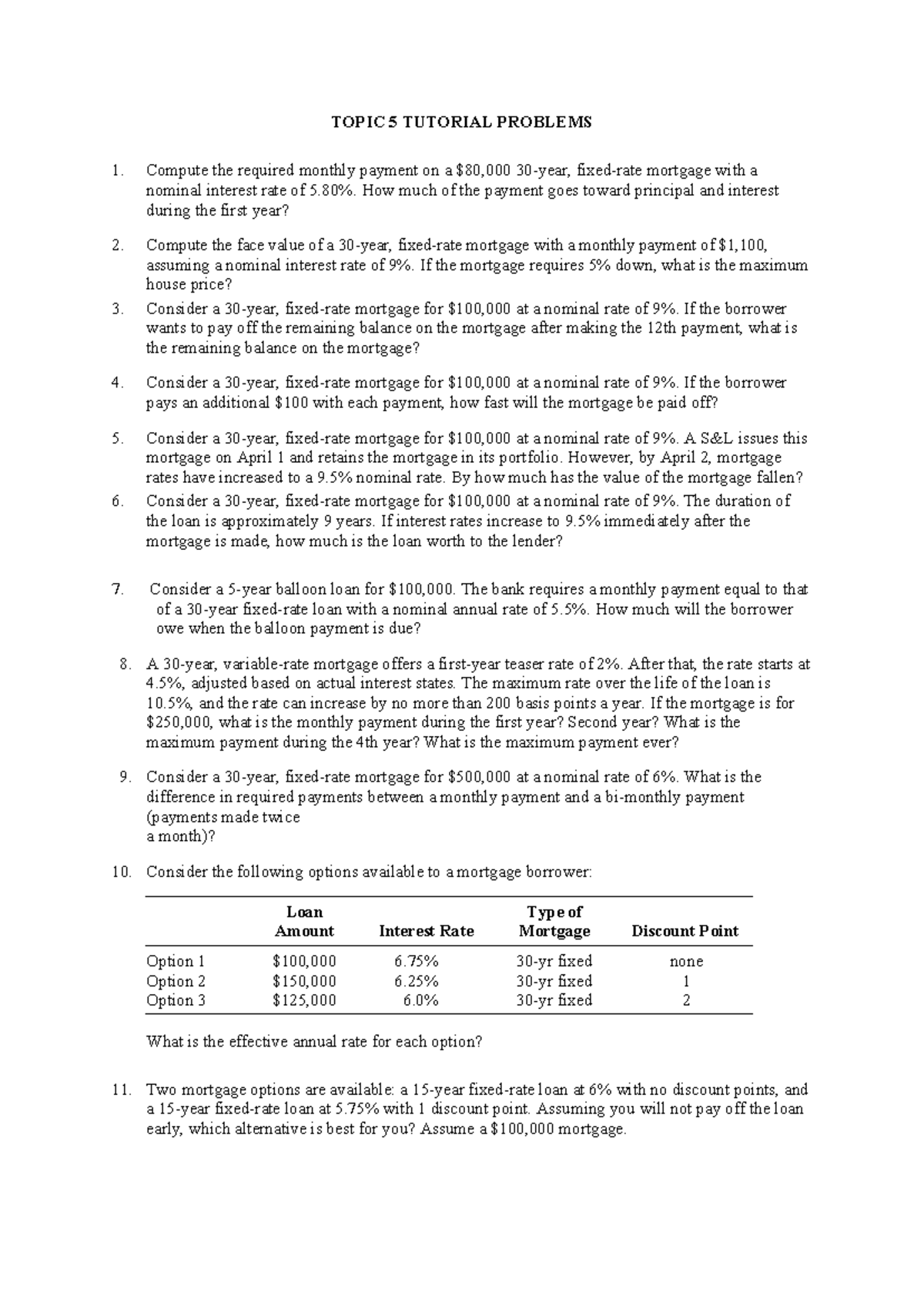 Topic 5 Tutorial Problems 3 - TOPIC 5 TUTORIAL PROBLEMS Compute the required monthly payment on ...