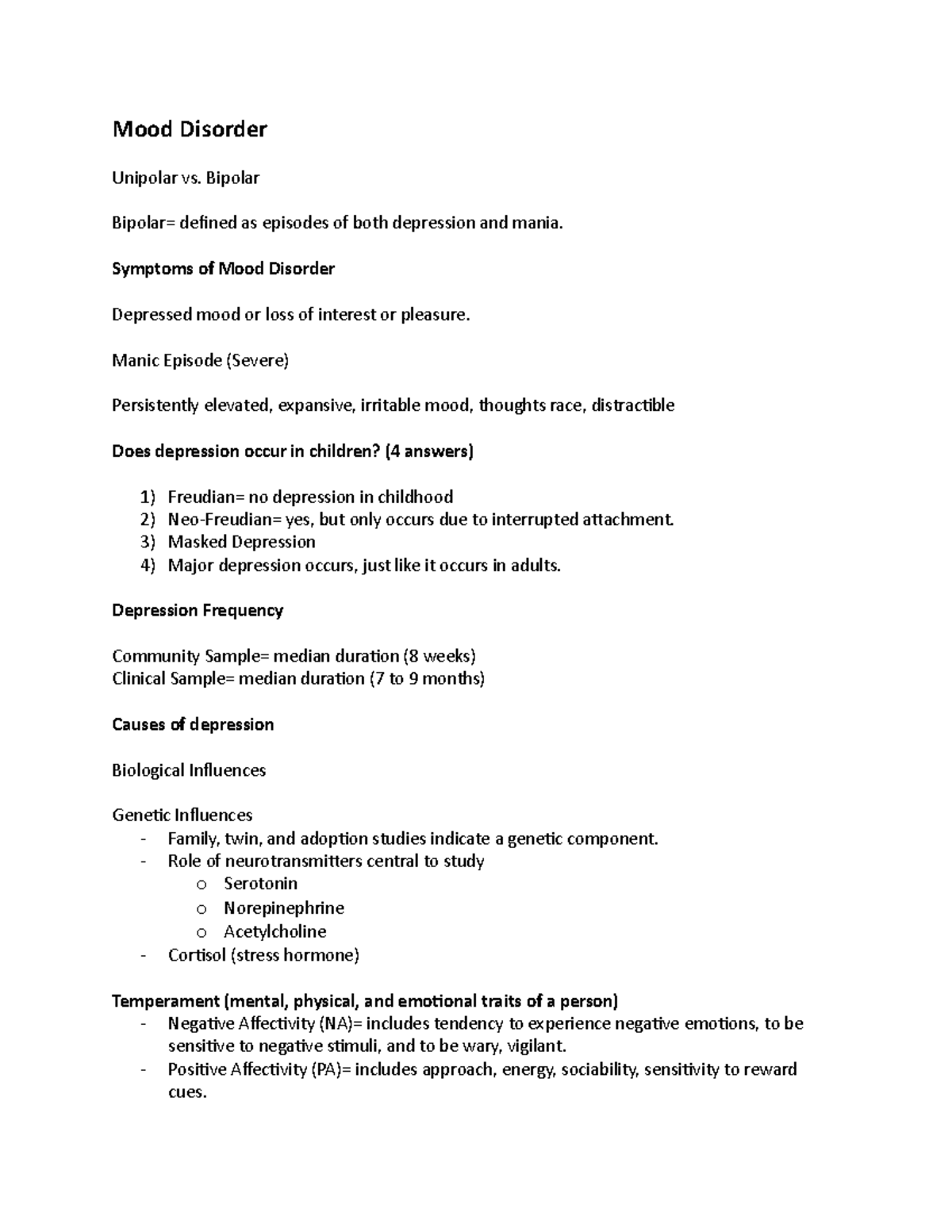 Mood Disorder - These are the assignments - Mood Disorder Unipolar vs ...
