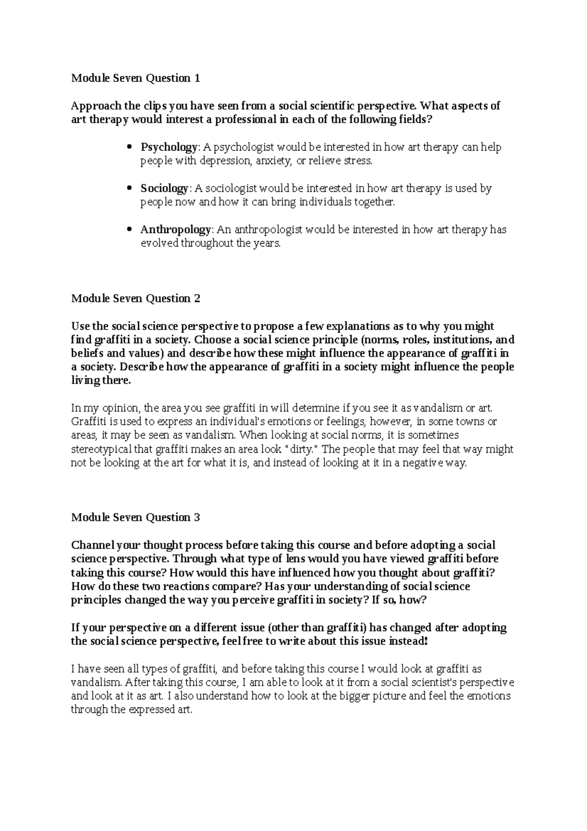 Mod7 short answer - coursework - Module Seven Question 1 Approach the ...