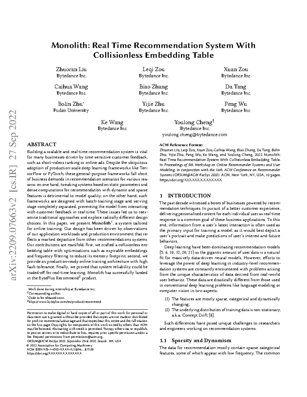 Real Time Recommendation System With Collisionless Embedding Table ...