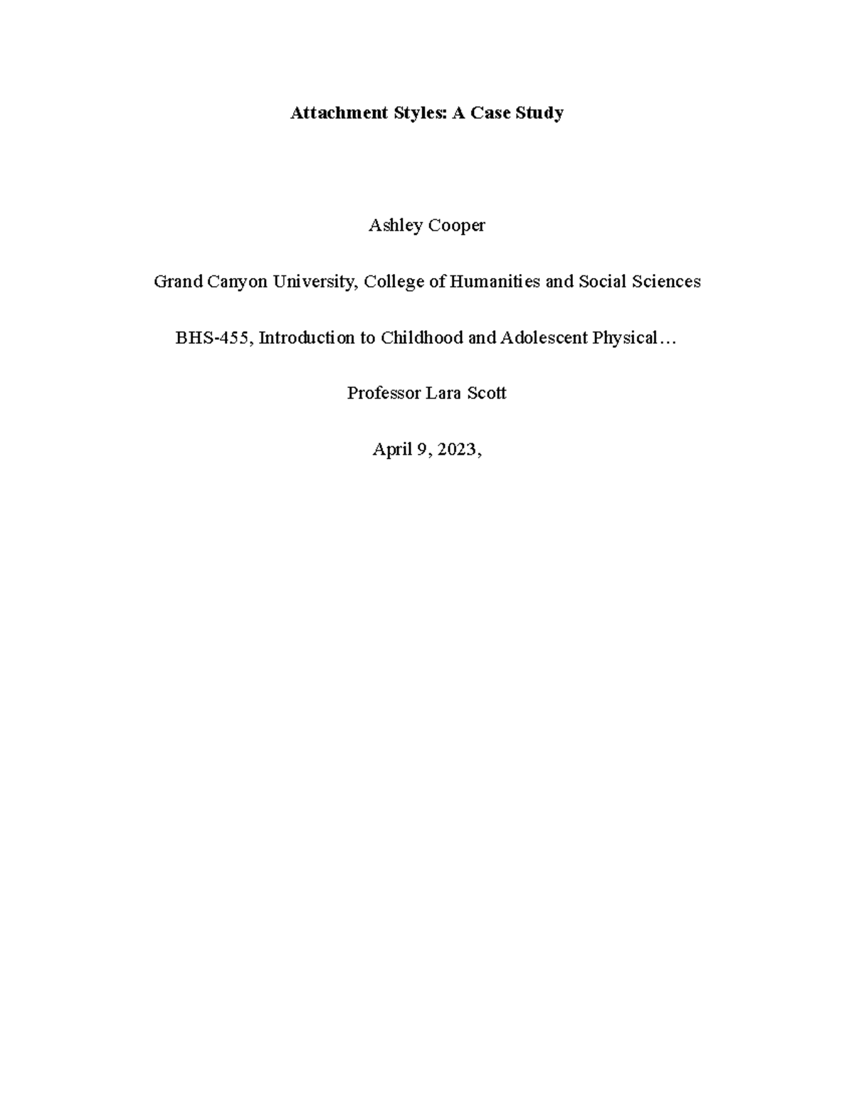 Attachment Styles: A Case Study - Attachment Styles: A Case Study ...