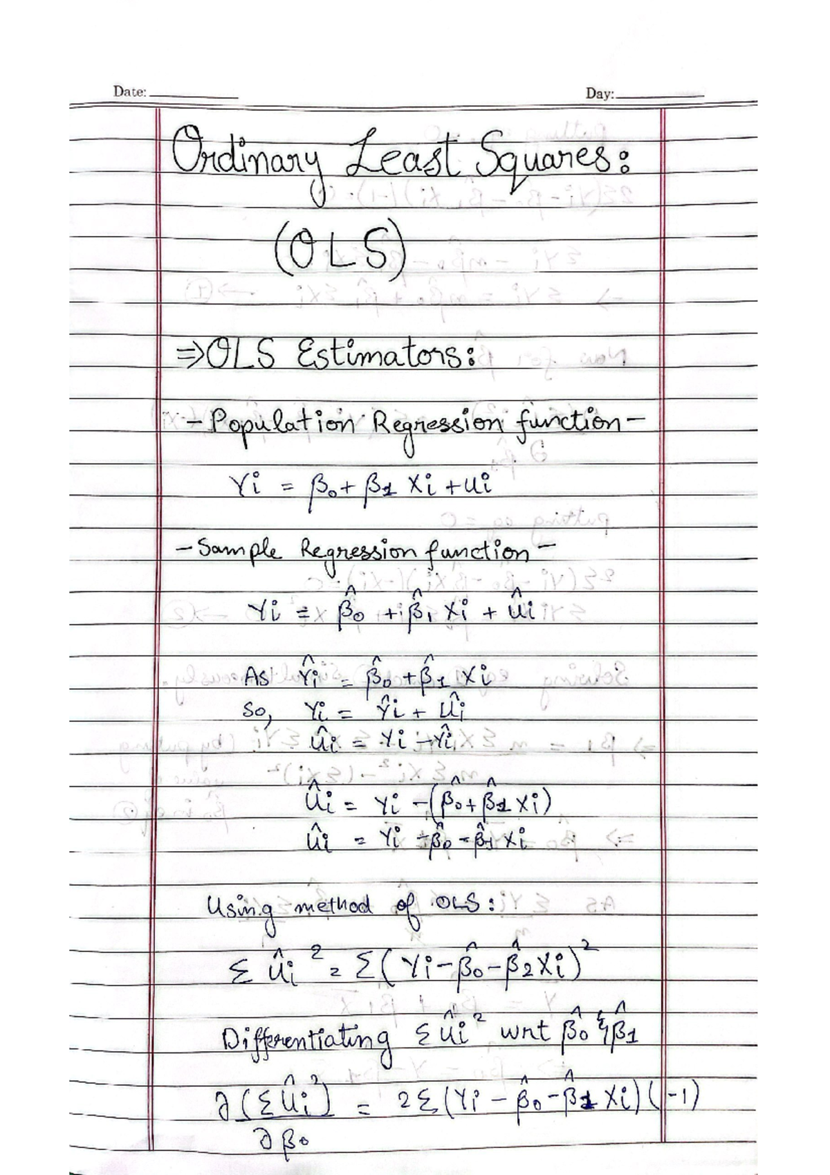 Ols Estimates Ols Estimstes Econometrics Date Day Ordinary Least Squares Ols Ols