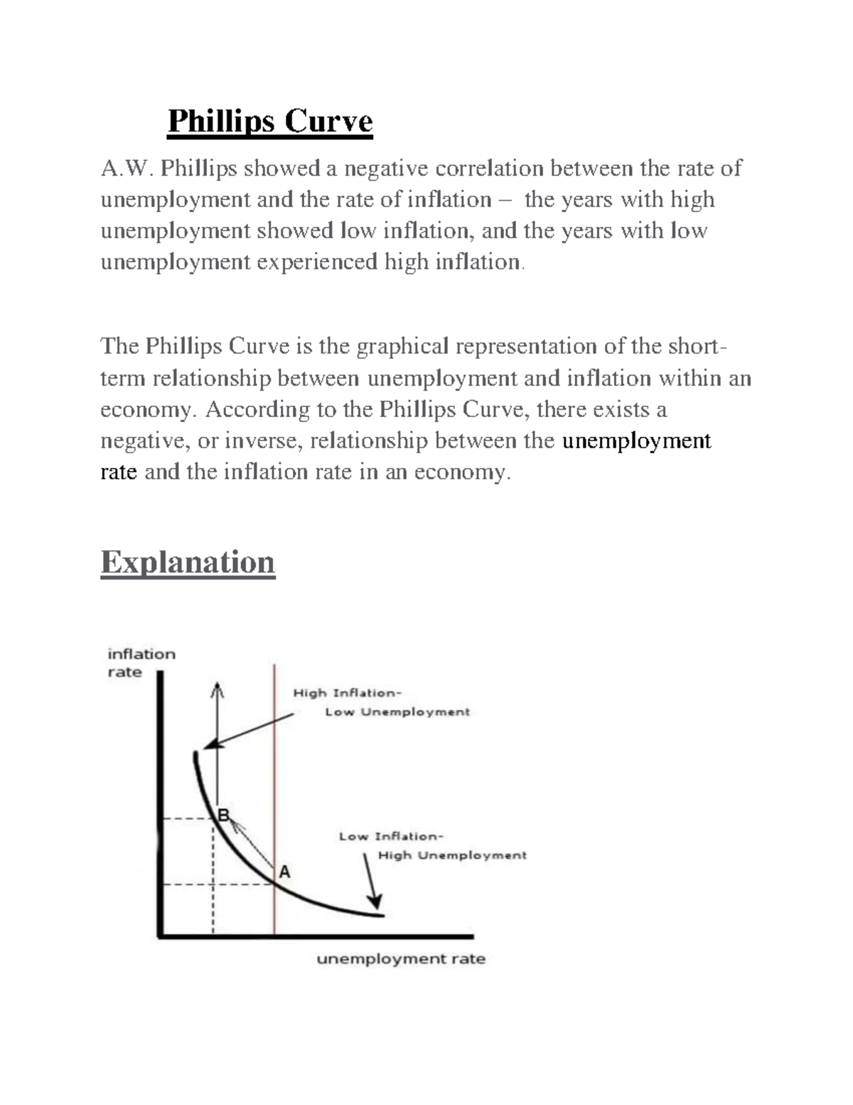 Phillips Curve - Phillips showed a negative correlation between the ...