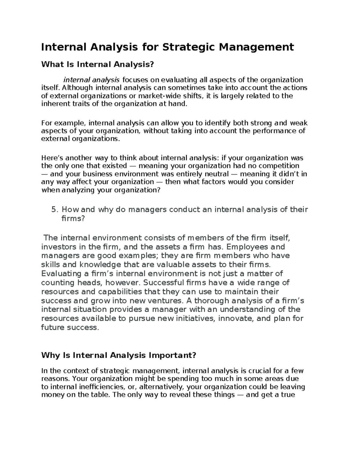 Chapt.3 Stratmanagement - Internal Analysis for Strategic Management ...