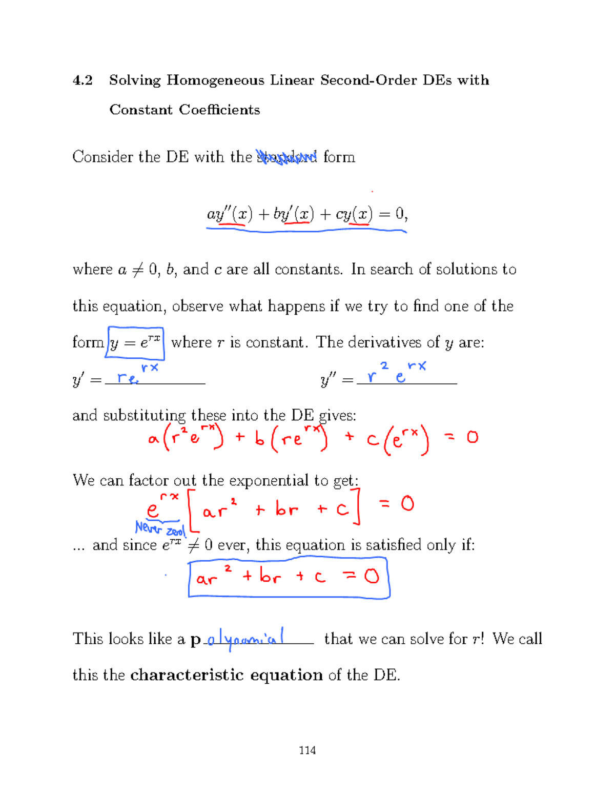 Lecture 17 - Pages 114 to 120 - Linear Second Order DEs with Constant Coefficients ...
