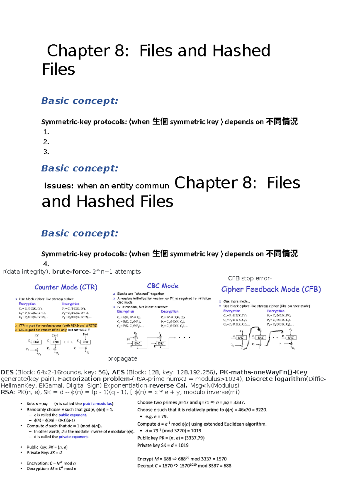 CS3334 note3 - CS3342 - Chapter 8: Files and Hashed Files Basic concept: Symmetric-key protocols ...