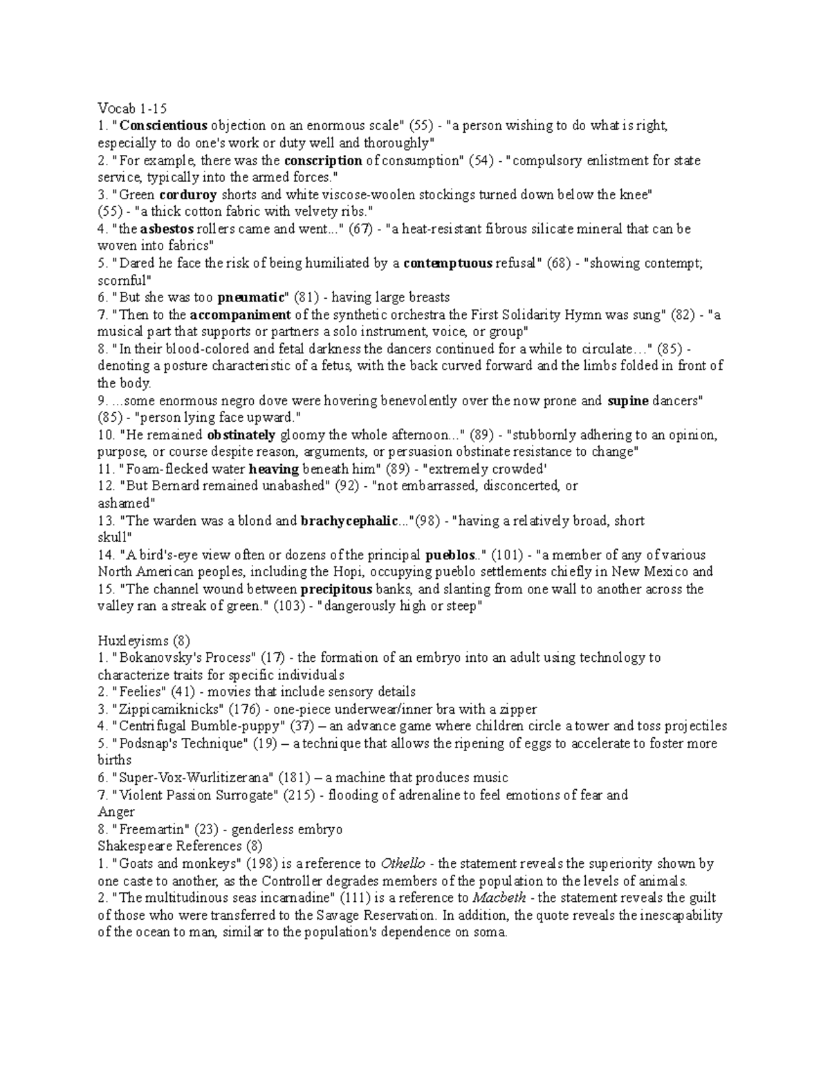 Vocab 1-15 - Vocab 1- "Conscientious objection on an enormous scale ...