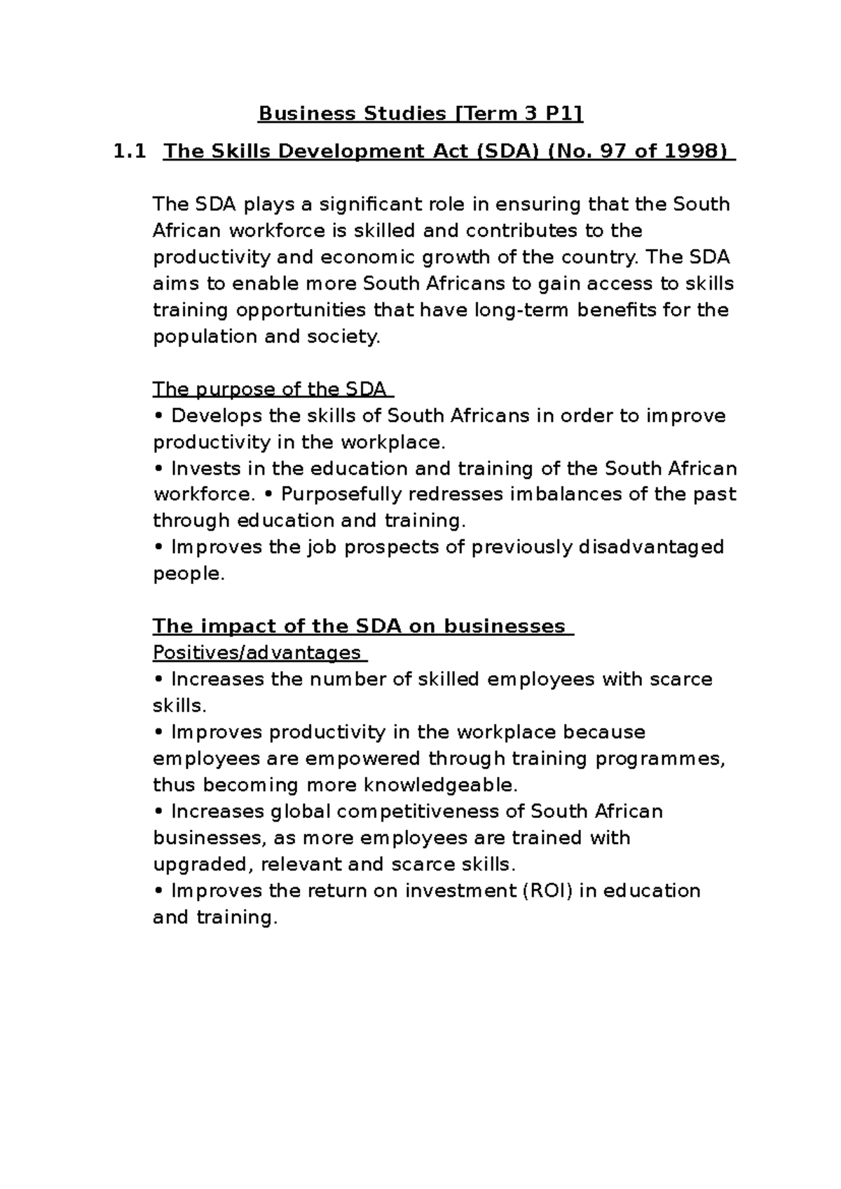 Business - Legislation - Business Studies [Term 3 P1] 1 The Skills ...