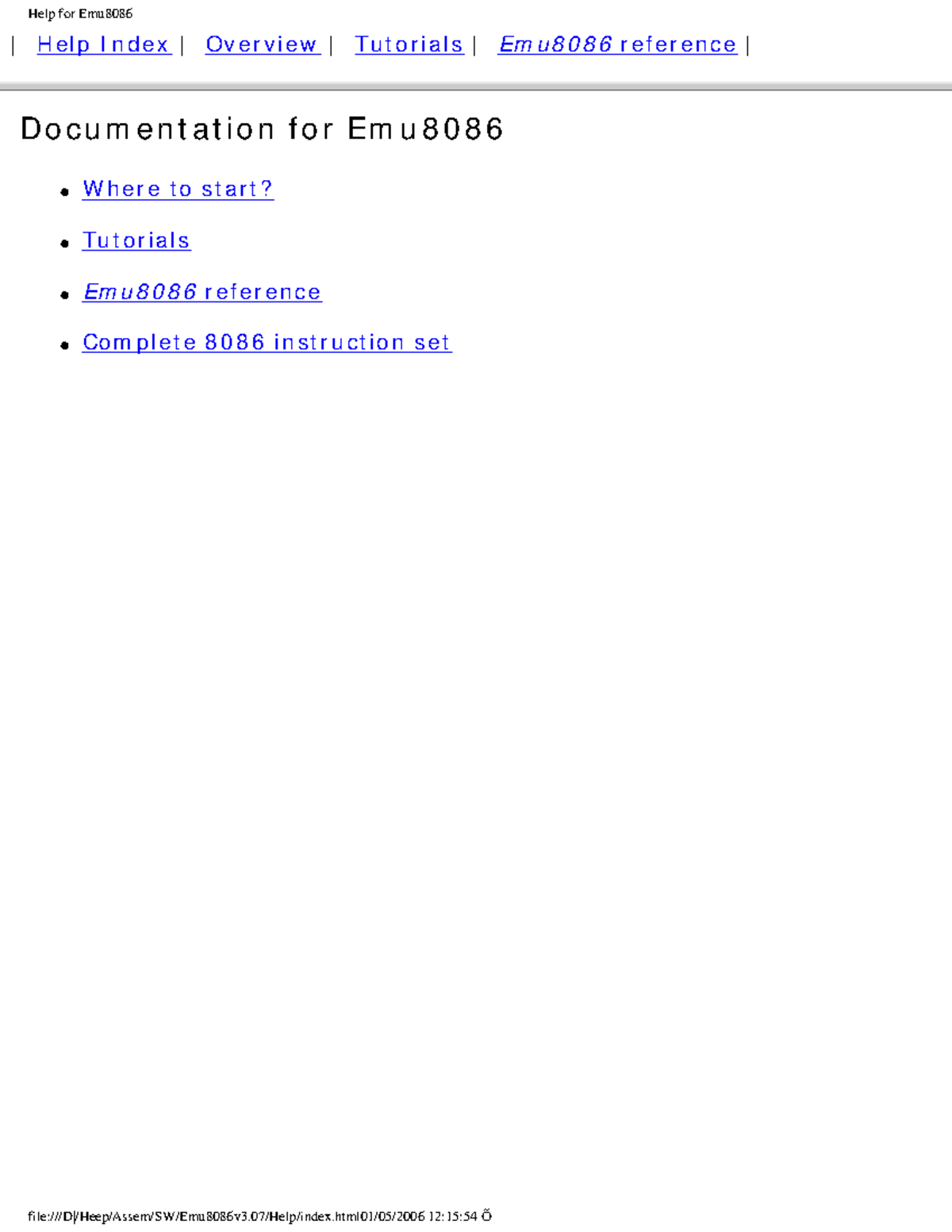 EMU8806 guide material - Help for Emu | H e l p I n d e x | Ov e r v i ...