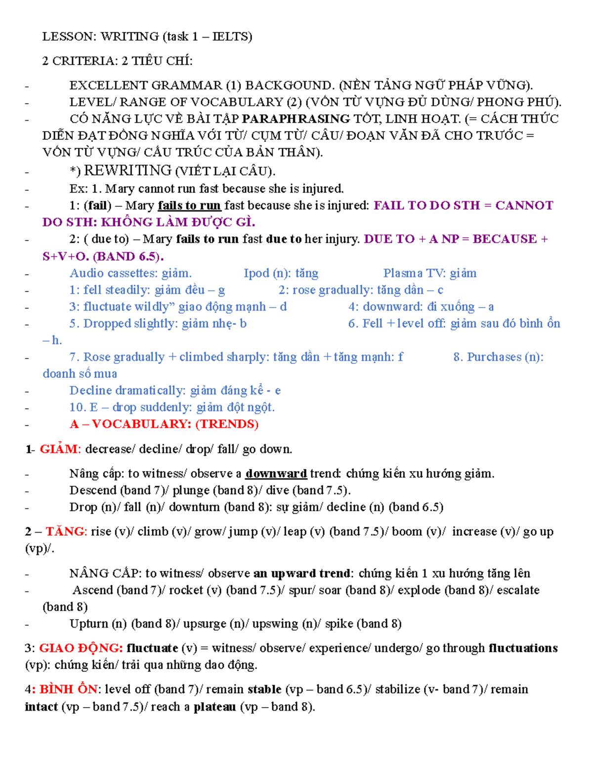 CẨm Nang TỪ VỰng PhÂn TÍch SỐ LiỆu Cho Writing Task 1 Ielts Lesson