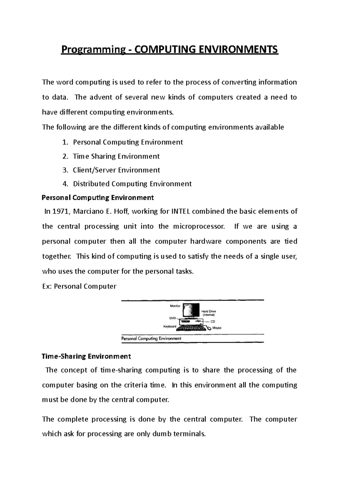 Programming - Computing Environments - Programming - COMPUTING ...