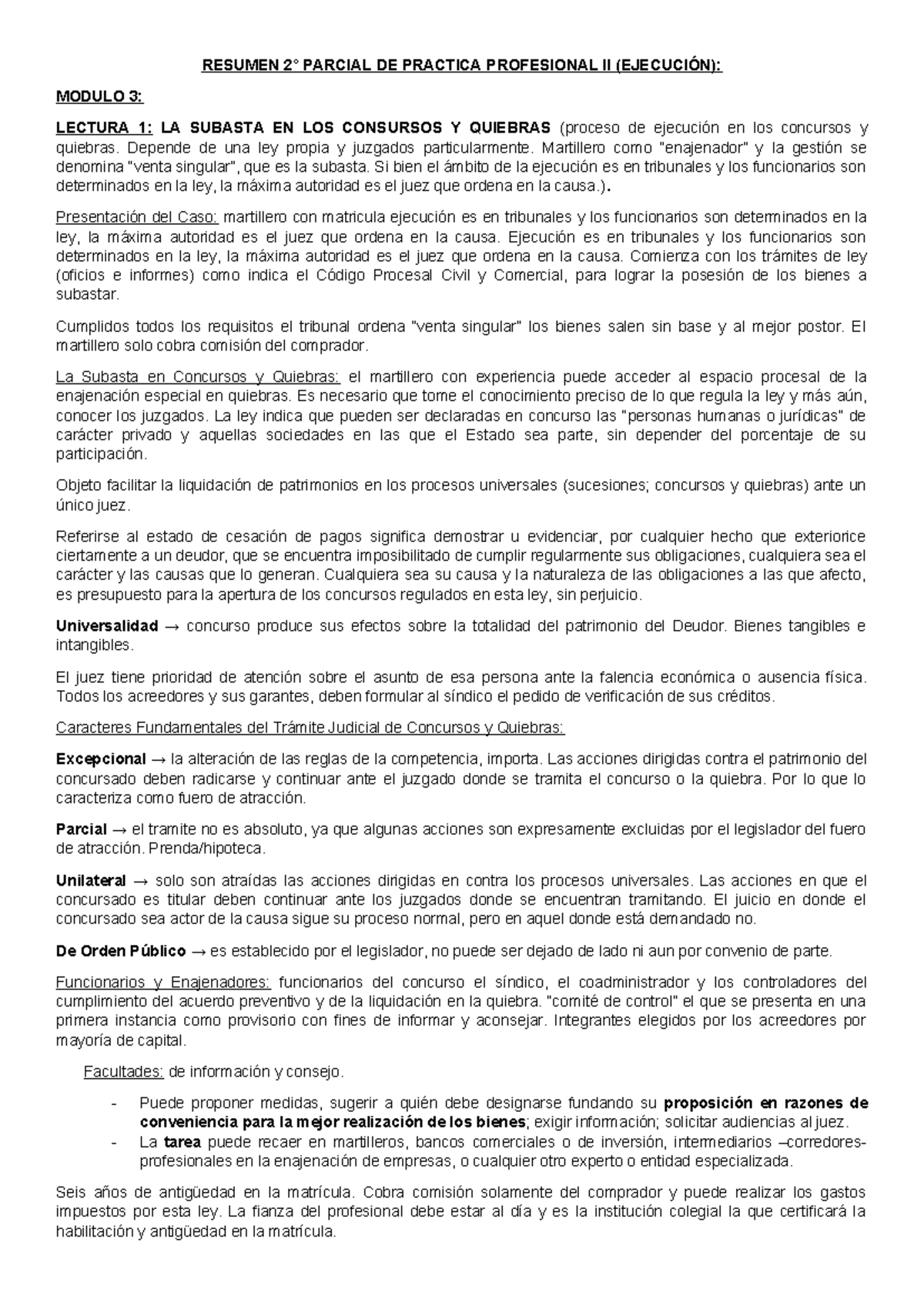 Resumen 2° Parcial de Practica Profesional II (ejecución) - RESUMEN 2° PARCIAL DE PRACTICA - Studocu