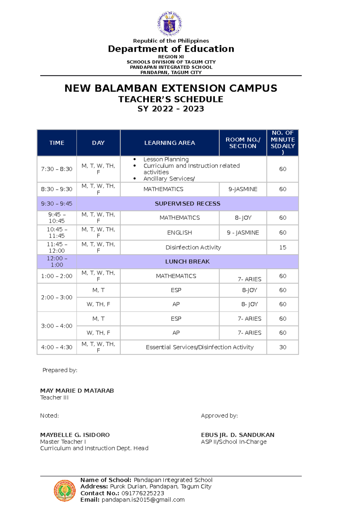 Incoming Teachers Program SY 2022 2023 - Republic of the Philippines ...