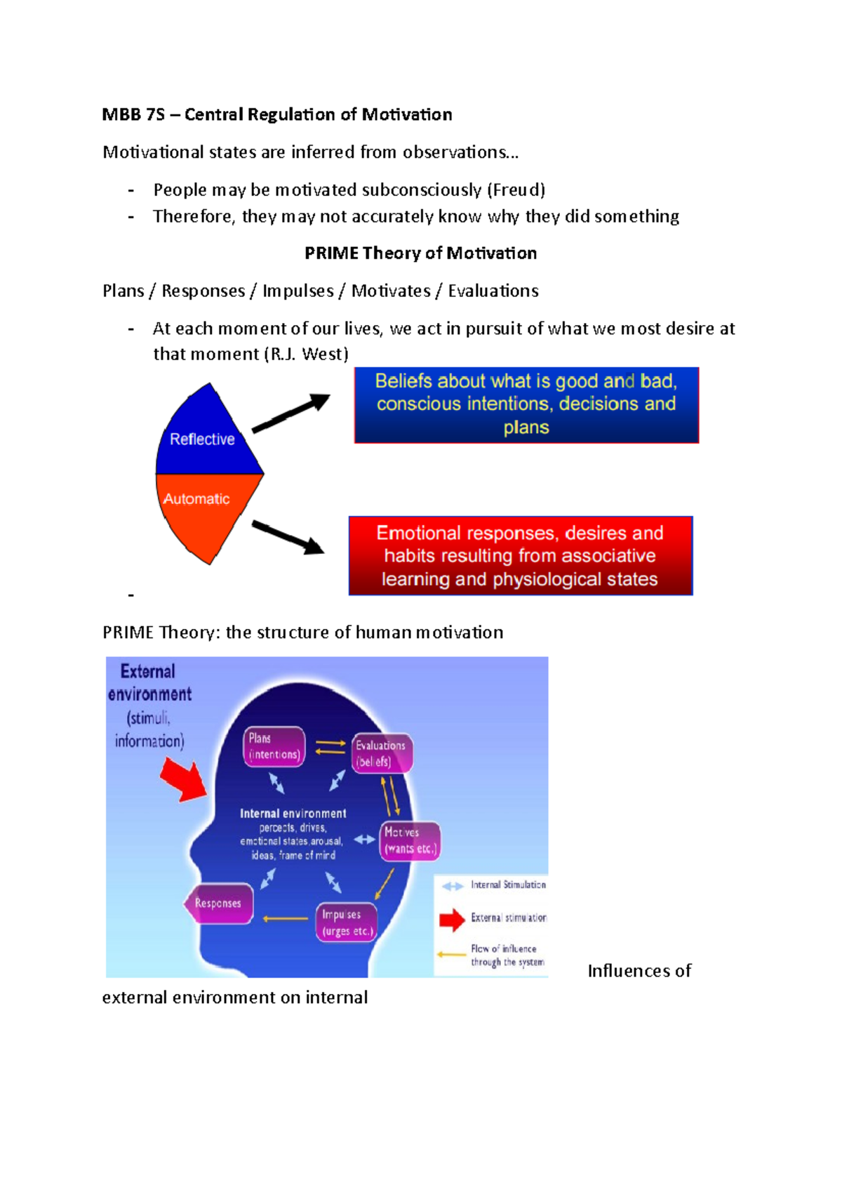Central Regulation of Motivation - MBB 7S – Central Regulation of ...
