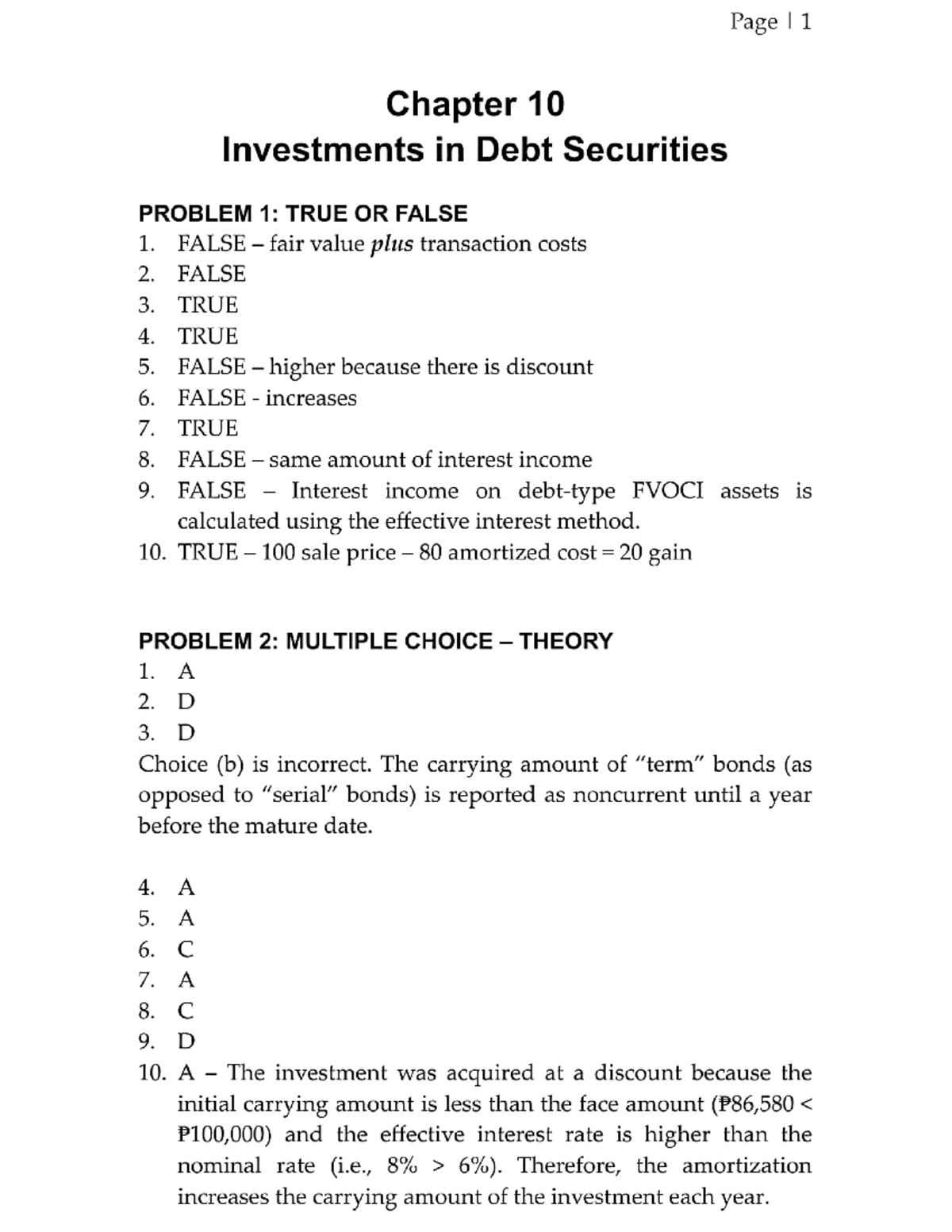Chapter 10 Investments in Debt Securities - Page I 1 Chapter 10 ...