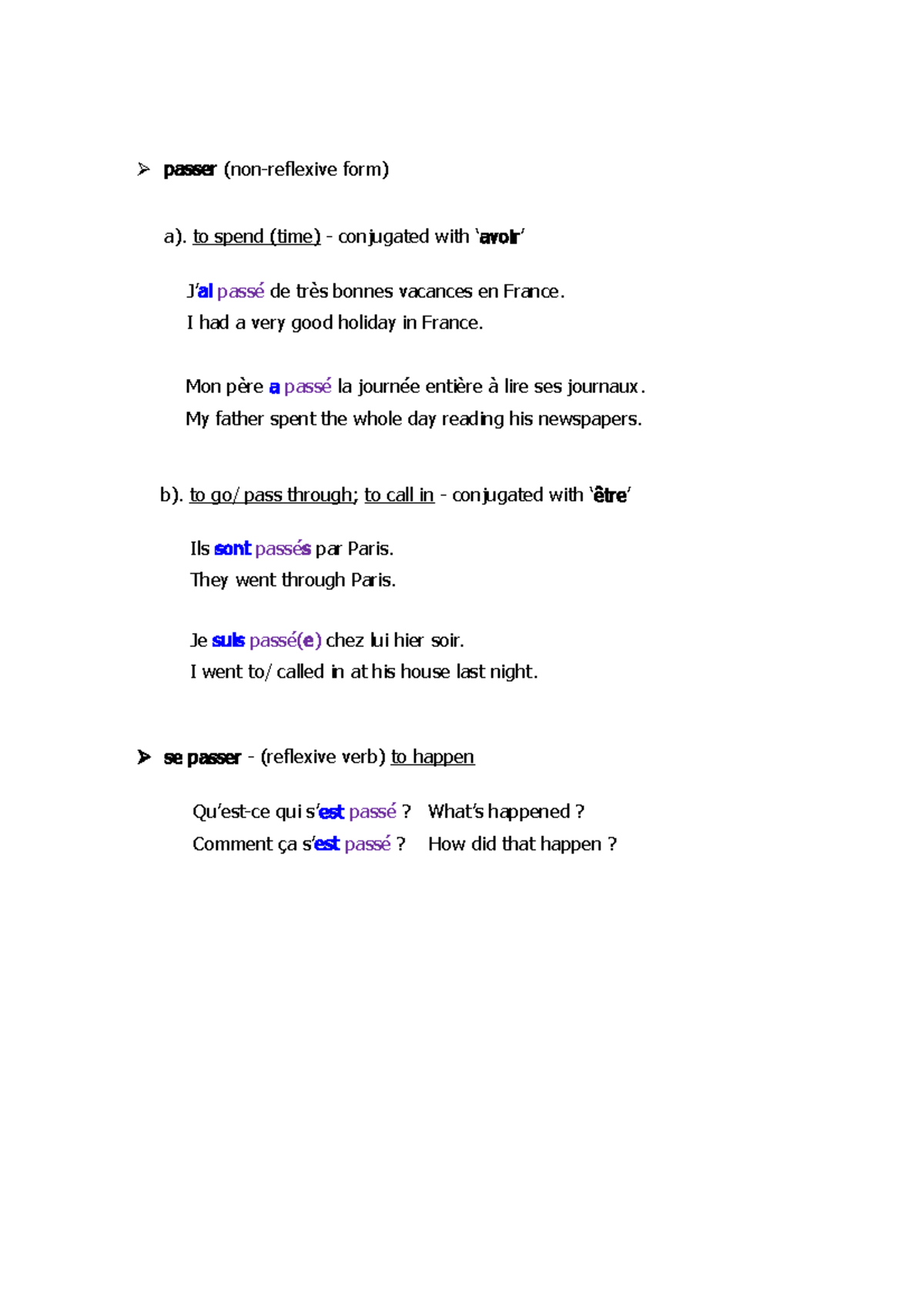 The Verb passer Learn And Use The Verb Passer non reflexive