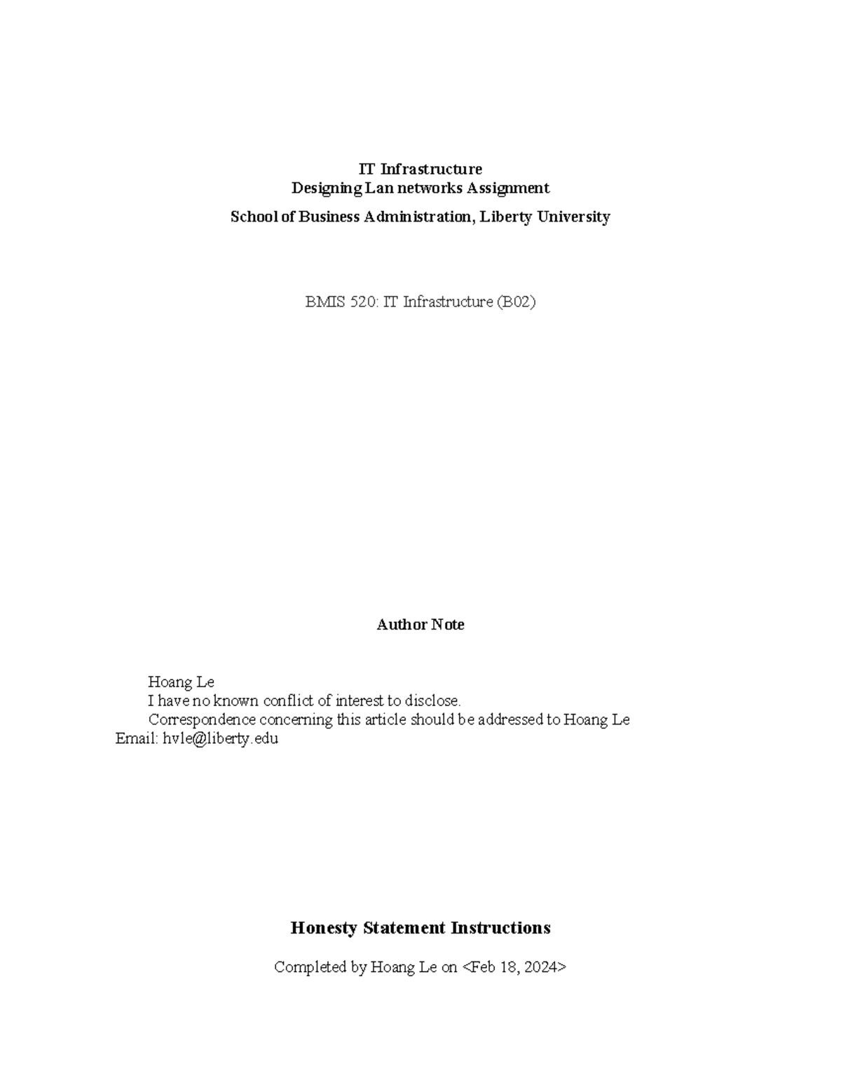 LAN Network Assignment - Designing Lan networks Assignment School of Business Administration ...