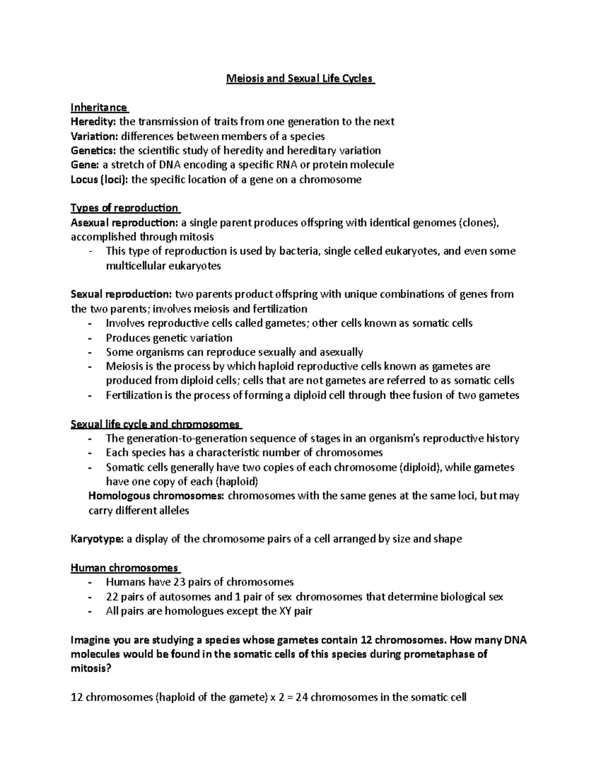 Meiosis and Sexual Life Cycles - Meiosis and Sexual Life Cycles ...