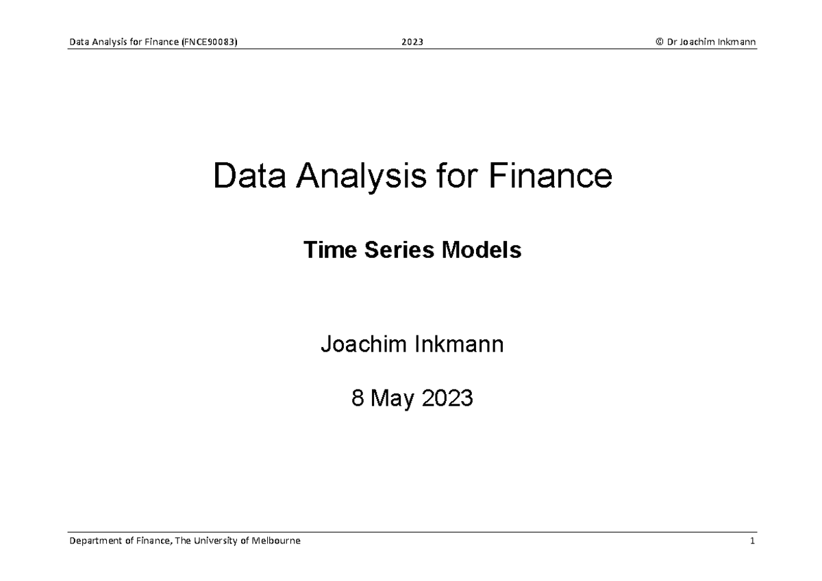 Week 10 - Week 10 PDF - Data Analysis for Finance Time Series Models ...