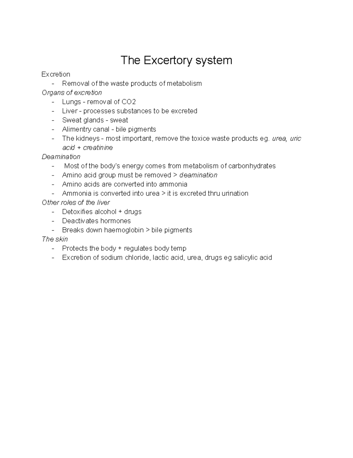The Excertory system - The Excertory system Excretion - Removal of the ...