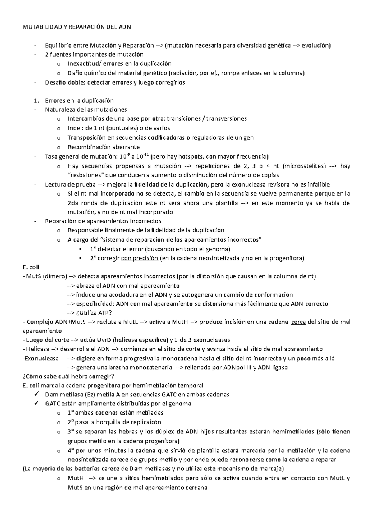 Mutabilidad Y Reparación DEL ADN - MUTABILIDAD Y REPARACIÓN DEL ADN ...