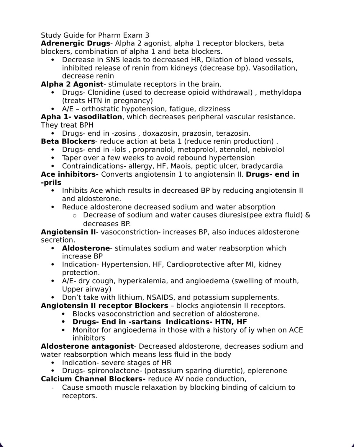 Pharm exam 3 review - pharm201 - Studocu