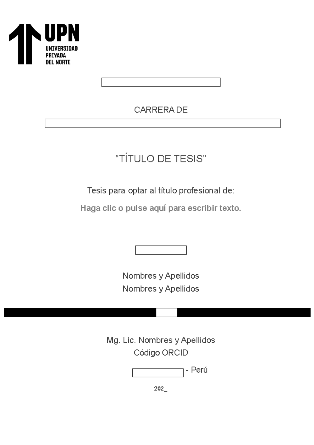 Formato para Tesis - CARRERA DE “TÍTULO DE TESIS” Tesis para optar al ...