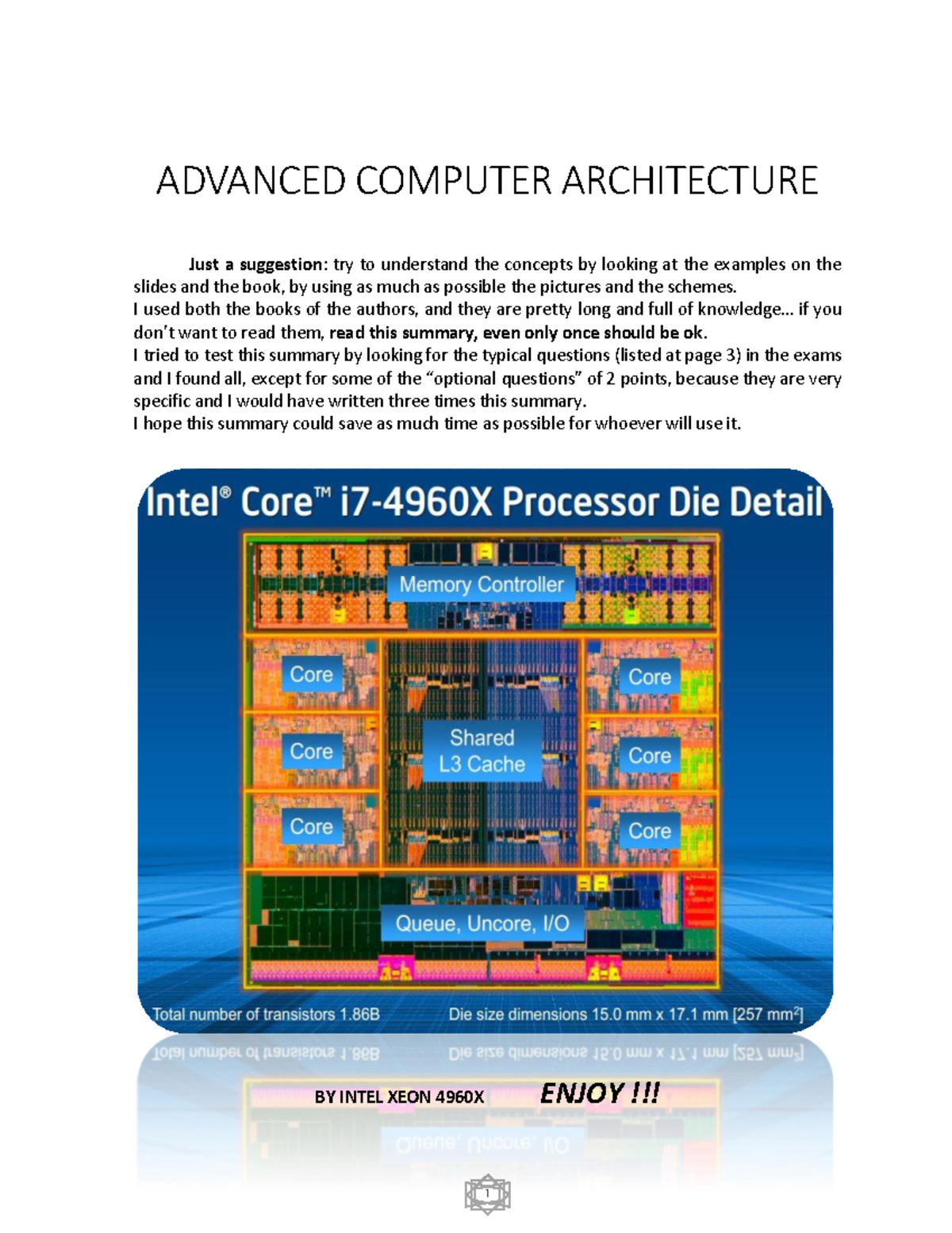 The Legendary Summary Ultimate Edition - ADVANCED COMPUTER ARCHITECTURE ...
