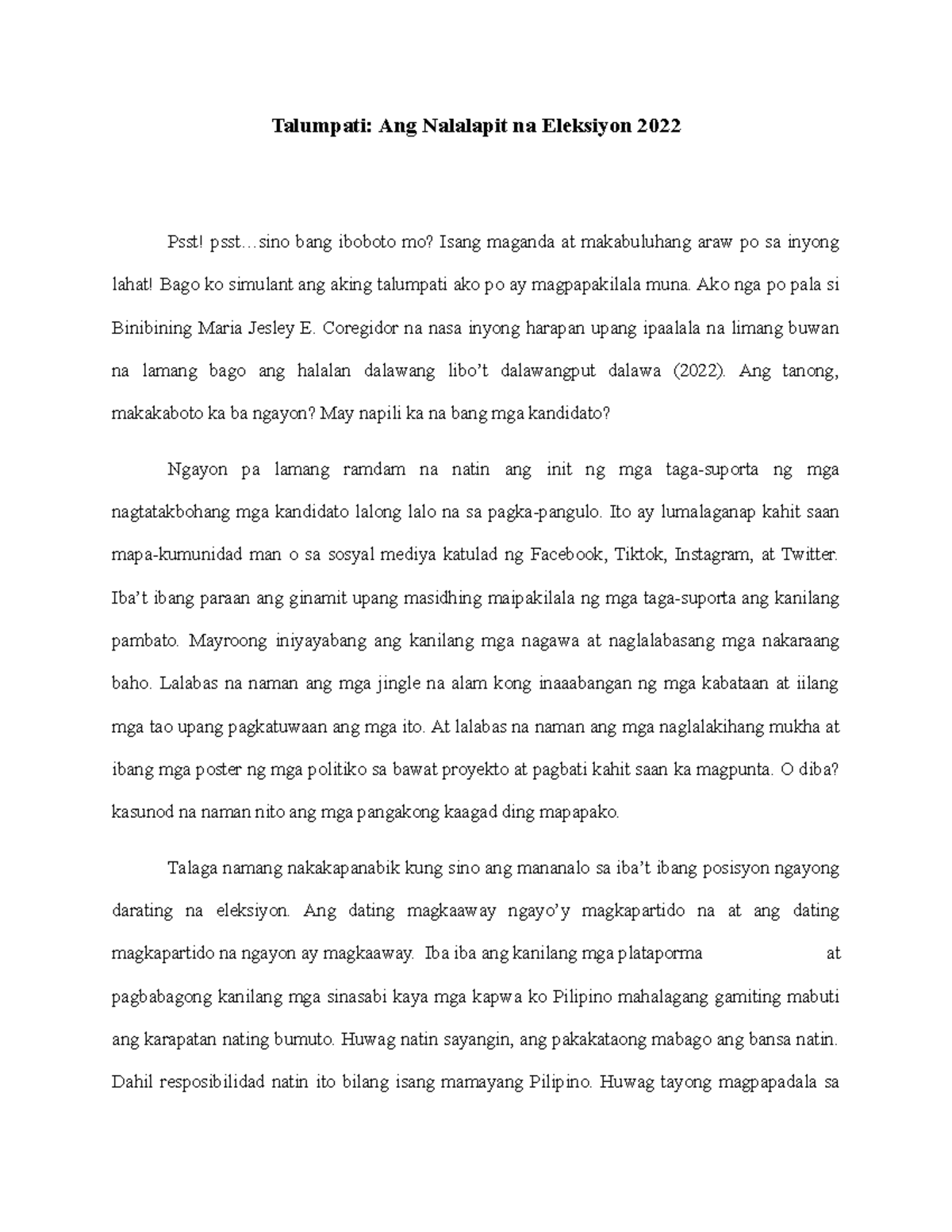 Mapanuring Pagpili Sa Eleksyon 2022 Talumpati Youtube - vrogue.co Mapanuring Pagpili Sa Eleksyon 2022 Talumpati Youtube - vrogue.co