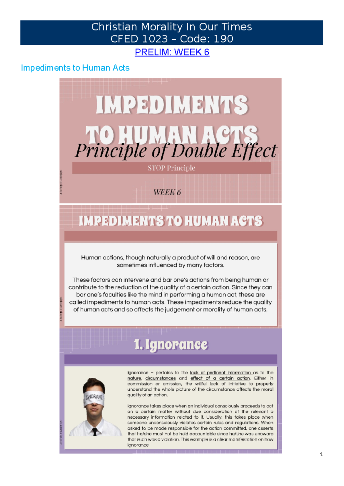 CFED Week 6 - cost accounting - Christian Morality In Our Times CFED 1023 – Code: 190 PRELIM ...