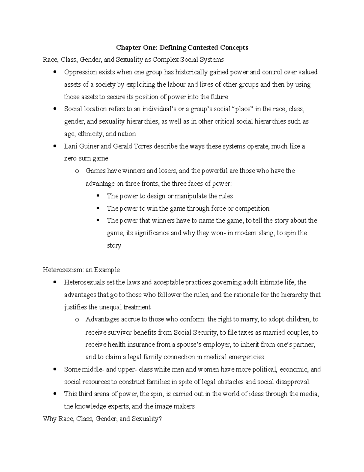 Chapter One Defining Contested Concepts - o Advantages accrue to those ...