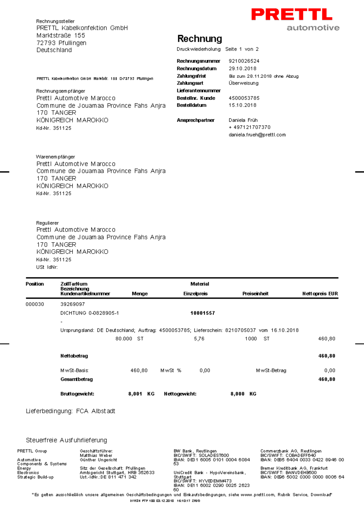 Spool 821522 - TEST - PRETTL Kabelkonfektion GmbH Marktstr. 155 D-72793 ...