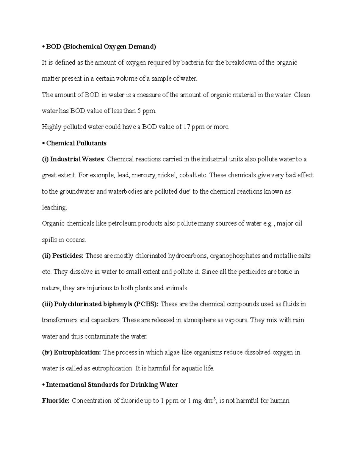 BOD, soil pollution, chemical pollution and fungacidies - BOD ...