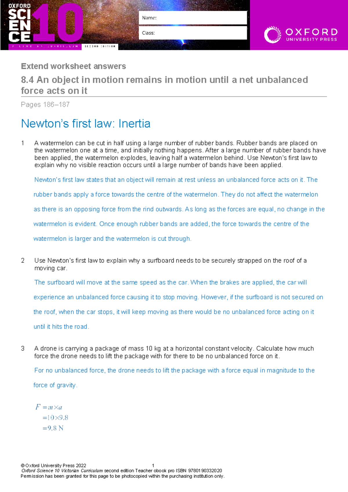SCI10 8 - fewfew - Extend worksheet answers 8 An object in motion ...