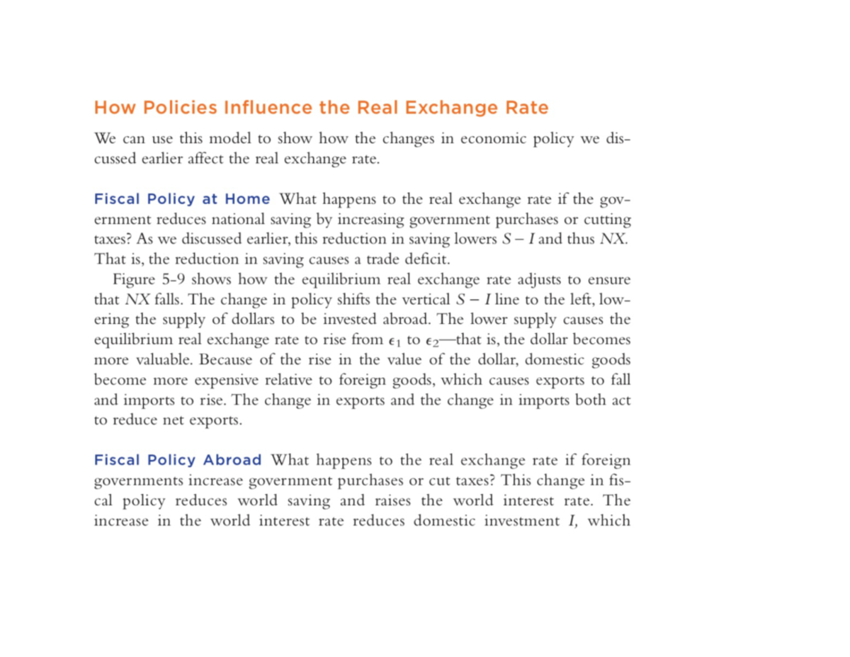 How Policies Influence the Real Exchange Rate - MACRO ECONOMICS - Studocu