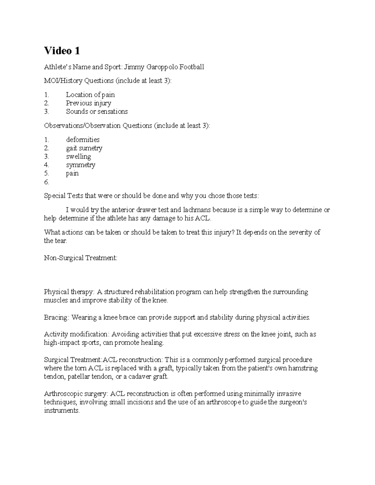 HOPS Template-1-1 - coursework - Video 1 Athlete’s Name and Sport ...