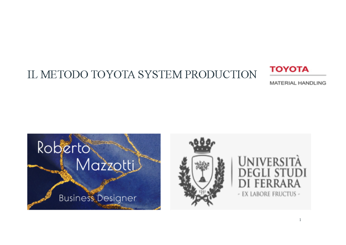 IL Metodo Toyota Product System 1à parte - IL METODO TOYOTA SYSTEM ...