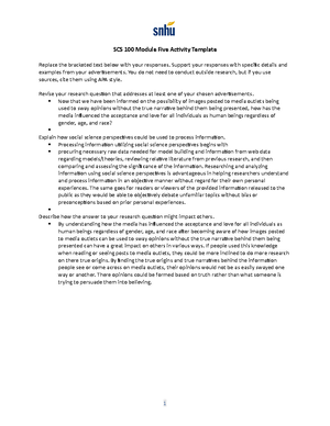 SCS100 Mod 4 DUE 3-28 - SCS 100 Module Four Activity Template Tara ...